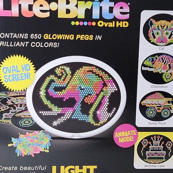 Hasbro | Toys | Lite Brite Oval Hd Animated 65 Color Pegs 3 Color ...